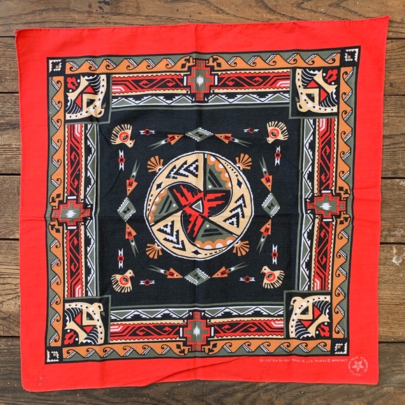Vintage | Accessories | Vintage Native American Symbols Bandana | Poshmark